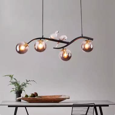 Jual Lampu LED Kaca Burung Modern Kreatif Lampu Gantung Strip Panjang Hitam Cognac Jakarta