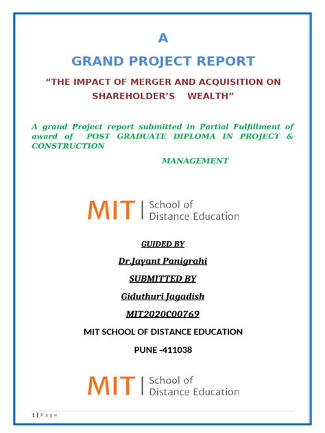 Project Report Final Project Pgdm Project Management Pdf