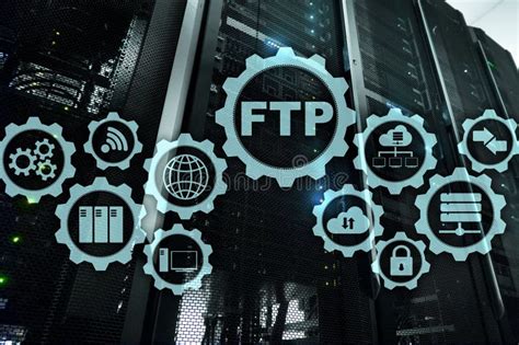 Ftp File Transfer Protocol Network Transfer Data To Server On Supercomputer Background Stock