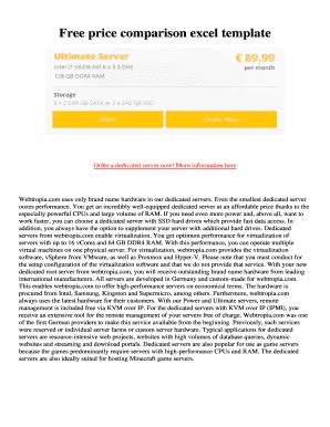 Fillable Online Free Price Comparison Excel Template Fax Email Print PdfFiller