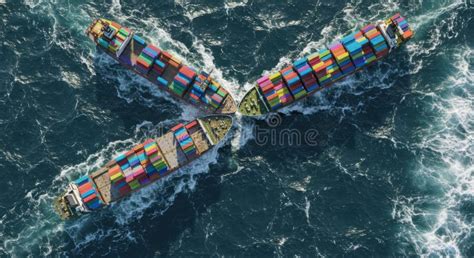 Container Ships Collision Stock Illustration Illustration Of Ocean 383246282