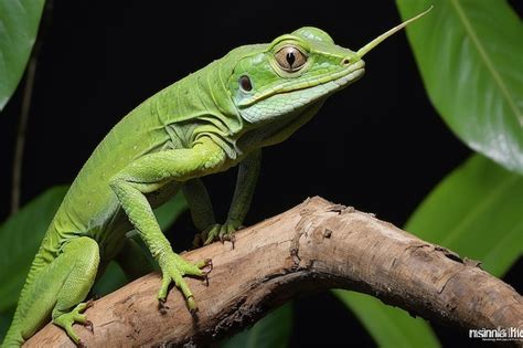 Premium Photo Green Tree Monitor Eating Grasshopper