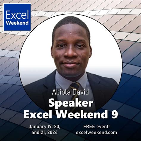 Excel Weekend Abiola David é Palestrante Do Excel