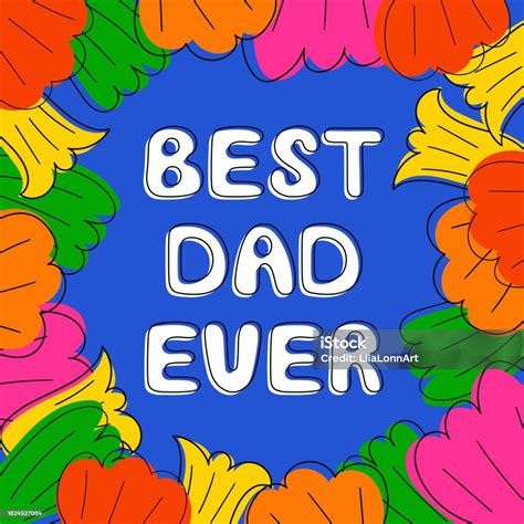 최고의 아빠 데이 카드 템플릿입니다 손으로 그린 벡터 일러스트 레이 션 Lettering 문구와 꽃 가족에 대한 스톡 벡터 아트 및 기타 이미지 Istock
