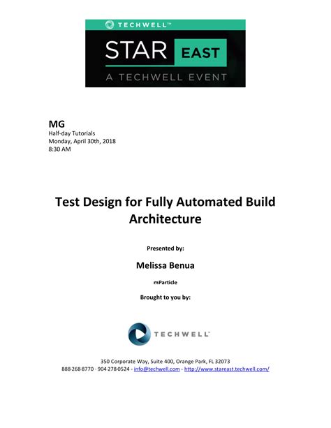 Test Design For Fully Automated Build Architecture Pdf