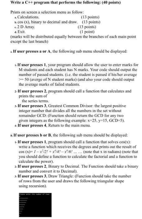 Solved Write A C Program That Performs The Following 40