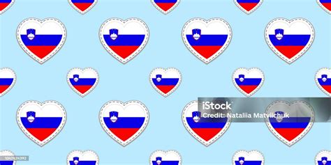 슬로베니아 플래그 배경입니다 슬로베니아어 플래그 완벽 한 패턴입니다 벡터 Stikers입니다 사랑 하트 기호 스포츠 페이지 여행 학교 지역 지도 제작 요소에 대 한 좋은