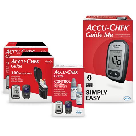 Accu Chek Glucometer Kit Guide Me Meter 200 Test Strips Control