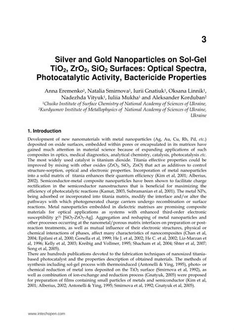 Pdf Silver And Gold Nanoparticles On Sol Gel Tio2 Zro2 Sio2 Surfaces Dokumen Tips