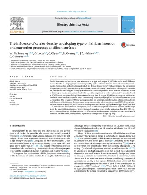 Pdf The Influence Of Carrier Density And Doping Type On Lithium