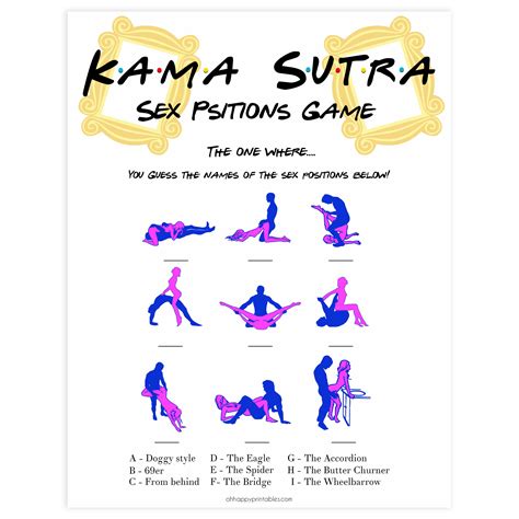 Guess The Sex Position Friends Bachelorette Party Games Ohhappyprintables
