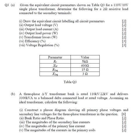 Solved Q3 A Given The Equivalent Circuit Parameters Shown