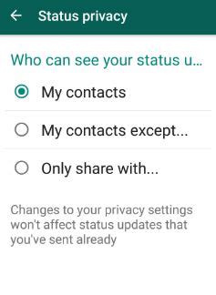 How To Change Whatsapp Status Privacy Settings Android Phone