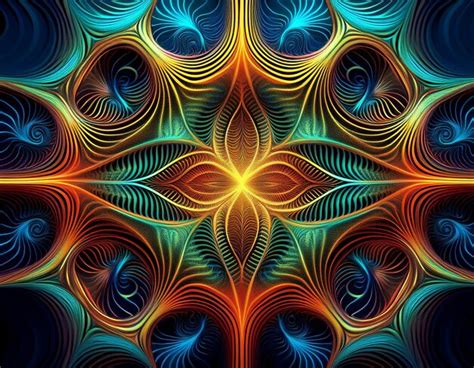 Intricate Geometric Fractals Abstract Digital Symmetry In Complex Mathematical Patterns