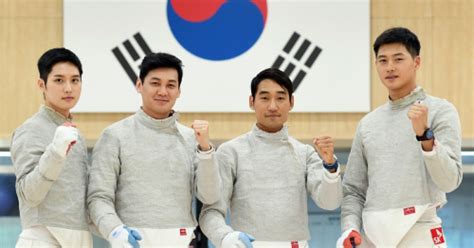 [포토] 조각외모 검객 김준호 오상욱 김정환 구본길 화이팅