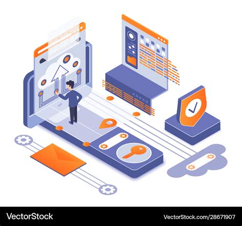 Network Security Isometric Royalty Free Vector Image