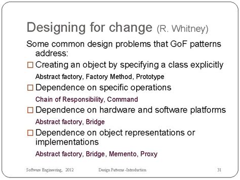 Software Engineering Design Patterns Introduction Software Engineering 2012