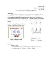 Lab Exercise 3 Resistors In Series And Parallel XXXXXXXXXX Physics 129 May 2017 May 15 2017