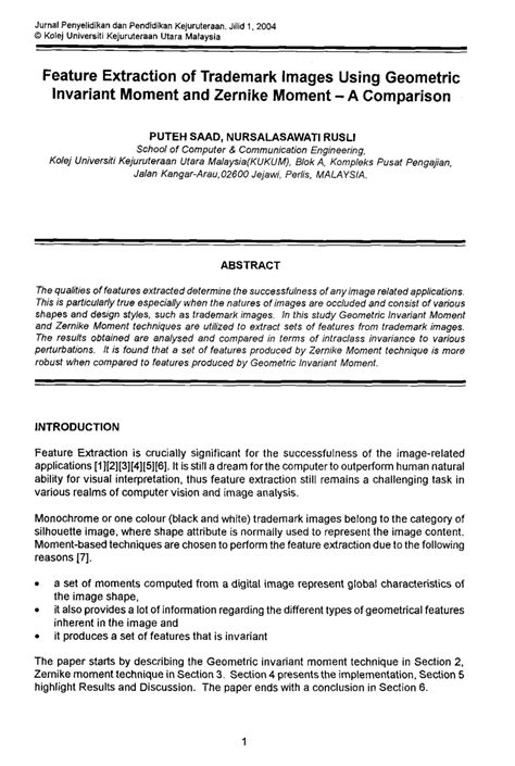 Pdf Feature Extraction Of Trademark Images Using Geometric Invariant Moment And Zernike Moment