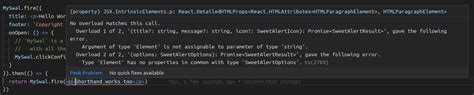 Using Shorthands With Typescript · Issue 102 · Sweetalert2sweetalert2 React Content · Github
