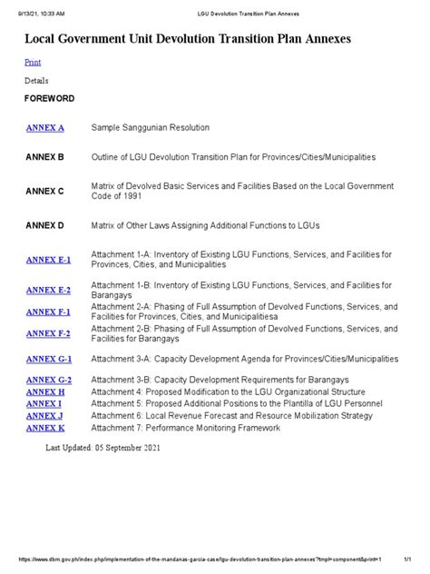 Lgu Devolution Transition Plan Annexes Pdf