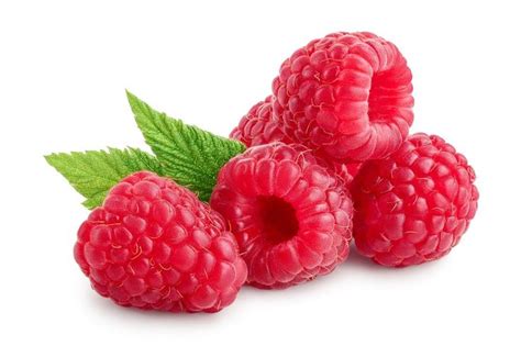 Ripe Raspberries With Leaf Isolated Containing Raspberry Isolated And Five Raspberry Fruit