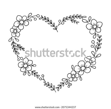 Floral Heart Shape Frame Decorative Frame 库存矢量图（免版税）2075344237 Shutterstock