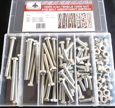 100pc Goliath Industrial 10mm High Tensile Nut And Bolt Assortment