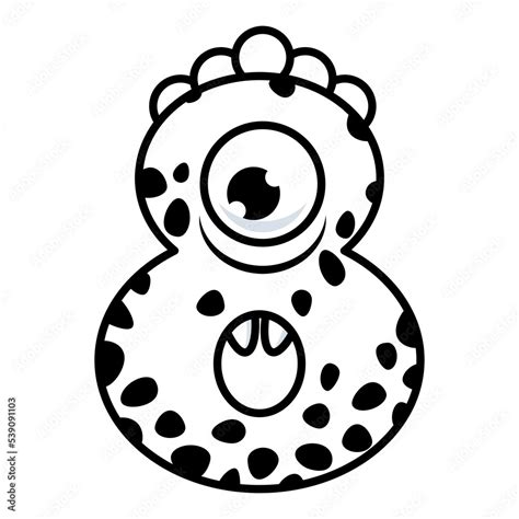 8 funny monsters colorful numbers cute fantasy aliens in the shape of
