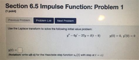 solved section 6 5 impulse function problem 1 1 point