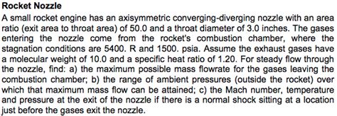 Solved Rocket Nozzle A Small Rocket Engine Has An