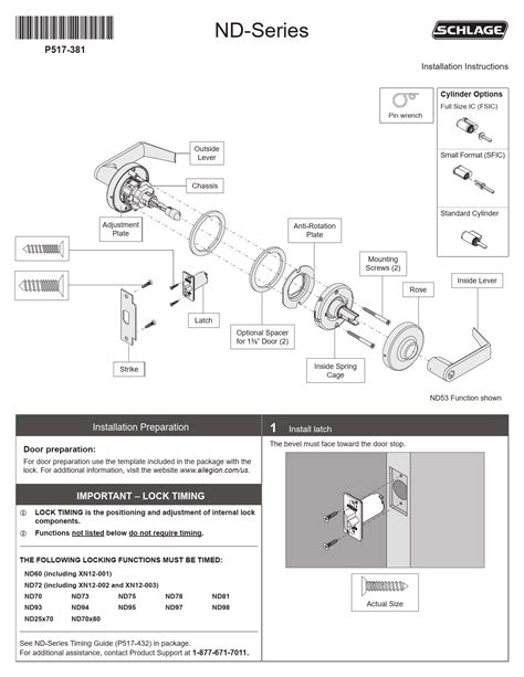 Schlage Nd Series Lock Installation Instructions