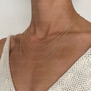 14k Solid Yellow Gold Cable Link Chain Necklace Real Gold 1mm 2mm