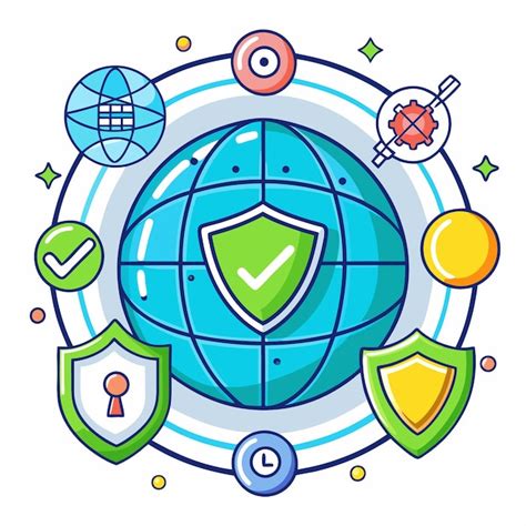 Global Network Security Concept Illustration With Shield Icon Premium Ai Generated Vector