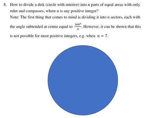How To Divide A Disk Circle With Interior Into N Chegg