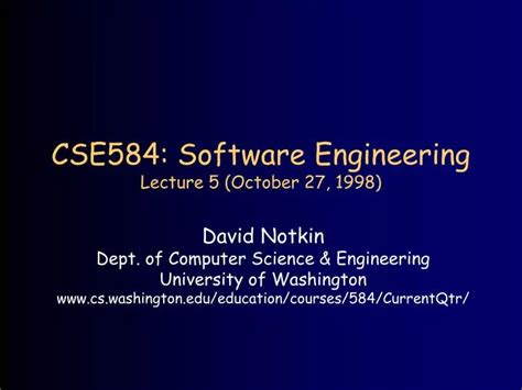 Ppt Cse584 Software Engineering Lecture 5 October 27 1998