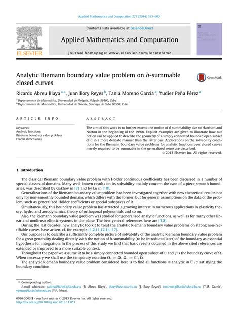 Pdf Analytic Riemann Boundary Value Problem On H Summable Closed Curves