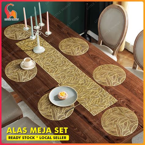 Pelapik Alas Meja Table Mat Runner Set Lapik Pinggan 6 8 Kerusi Set