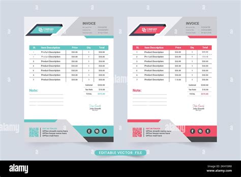 Professional Business Invoice Template And Price Receipt Vector