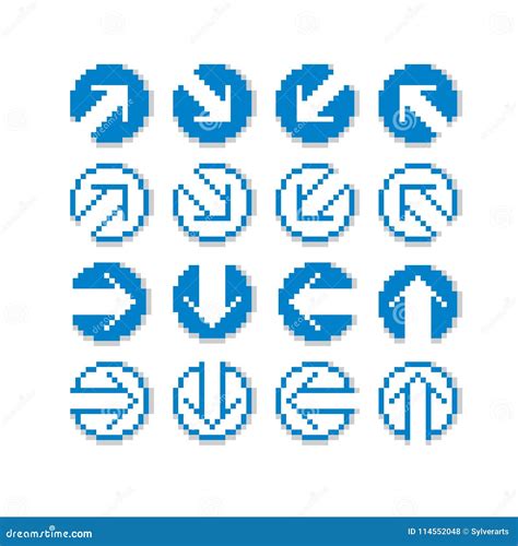 Set Of Vector Retro Cursor Signs Made In Pixel Art Style Simplistic Arrows Pointing At