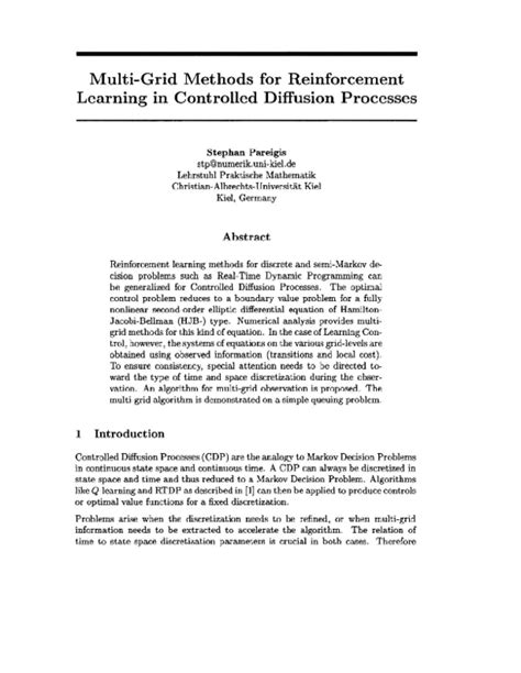 Pdf Multigrid Methods For Reinforcement Learning In Controlled