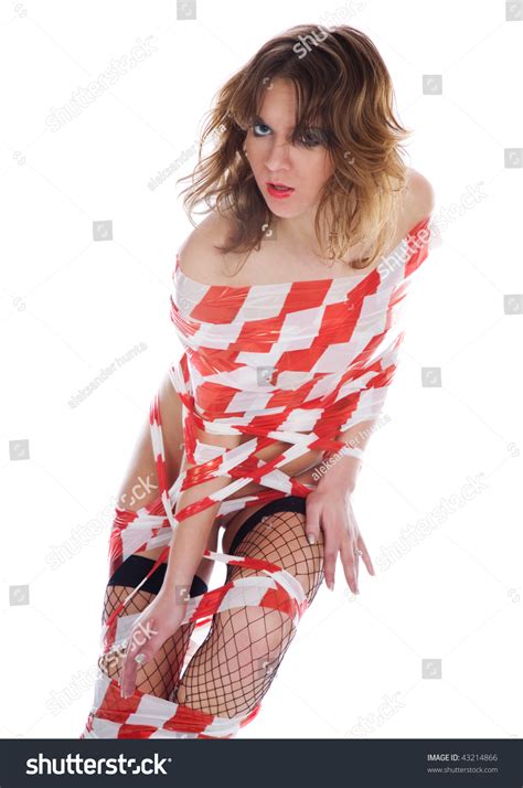 Naked Girl Wrapped Red Ribbon Stock Photo Shutterstock