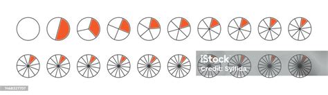 원 분할 분수 파이 20 슬라이스 차트 벡터 아이콘 인포 그래픽 조각 피자 20 부분 그래픽 일러스트레이션 1에 대한 스톡 벡터