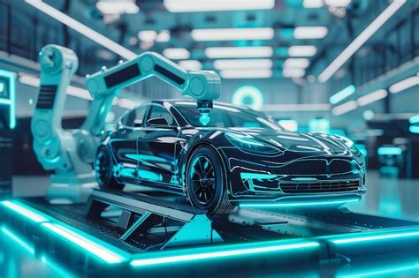 Automated Robot Arm Assembly In A Car Factory 3d Concept Generative Ai