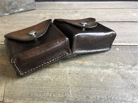 1944 Swiss Army Double Ammo Pouch Brown Leather Hip B Gem