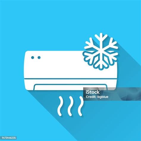 눈송이가있는 에어컨 파란색 배경에 아이콘 긴 그림자가 있는 평면 디자인 3차원 형태에 대한 스톡 벡터 아트 및 기타 이미지 3차원 형태 개념 그림자 Istock