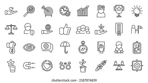Core Values Icons Set Outline Vector Stock Vector Royalty Free Shutterstock