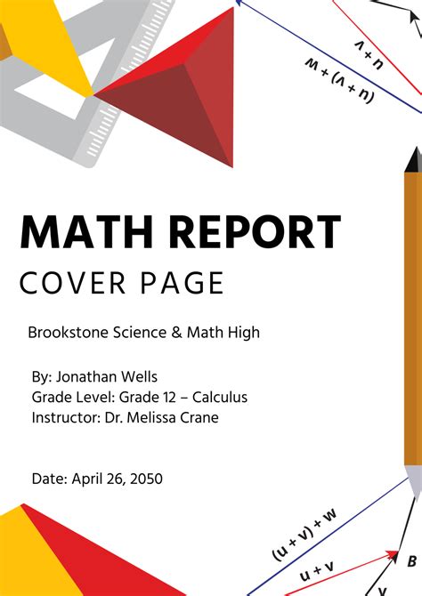 Free Math Portfolio Cover Page Template To Edit Online