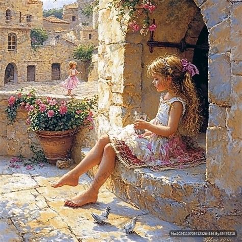 Ai创作图生活场景油画 意大利写实油画漫画 小女孩装饰画 人物风景花卉油画 印象派人物油画 人物风景场景画 女孩风景画 欧美风情油画 Tif唯美油画 唯美世界名画 午后的小女孩插画 手绘清纯