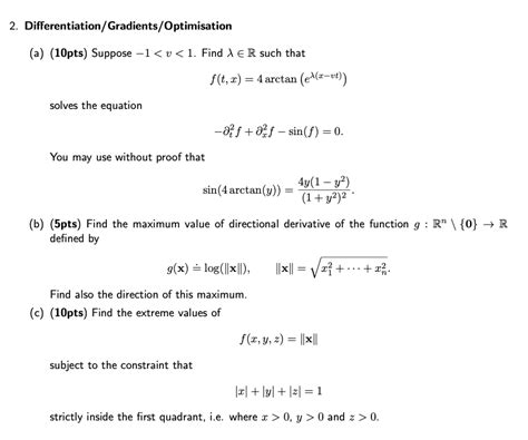 Solved Differentiationgradientsoptimisationa 10pts
